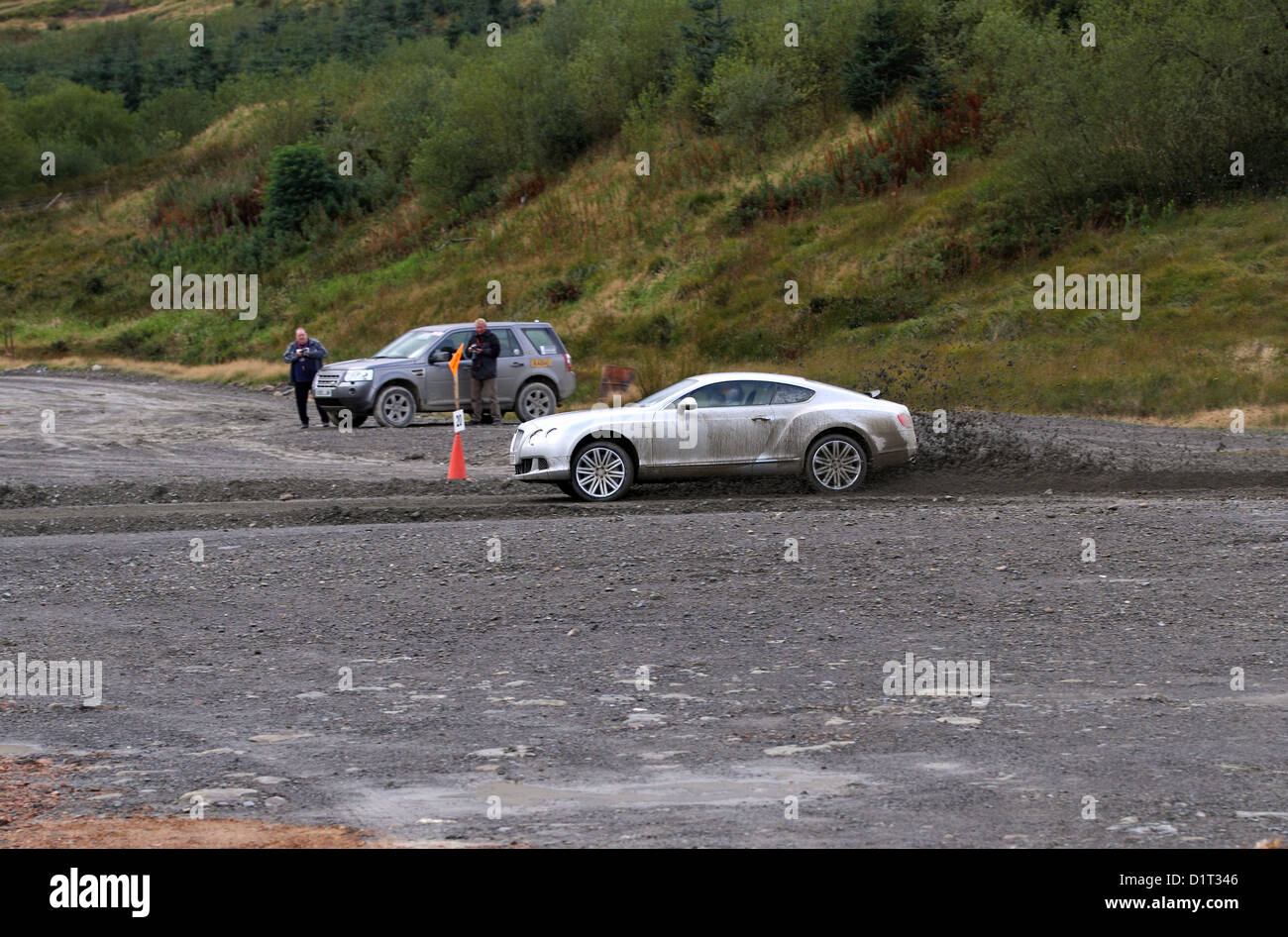 BBC filming a Bentley Continental GT for Top Gear during between runs ...