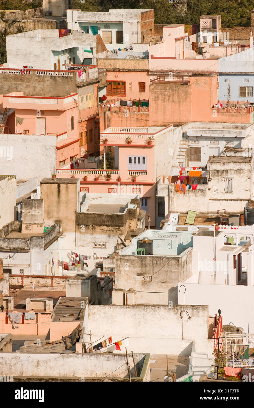 A view of the colorful rooftops of Udaipur Rajasthan India with some ...