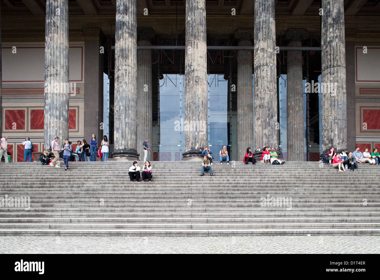Berlin, Germany, people sitting on the steps of the Old Museum Stock ...