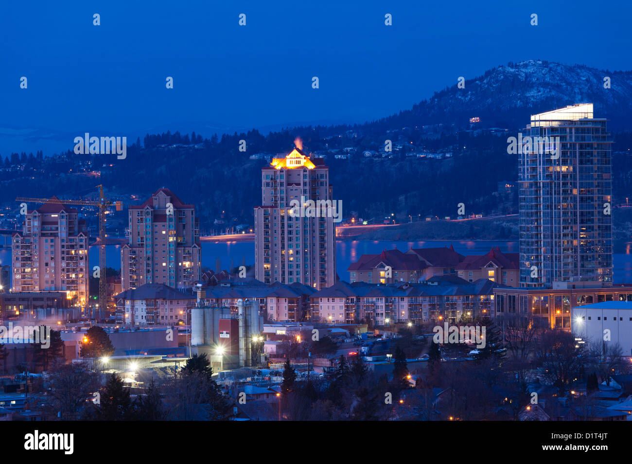 Canada, British Columbia, Okanagan Valley, Kelowna, elevated town view ...