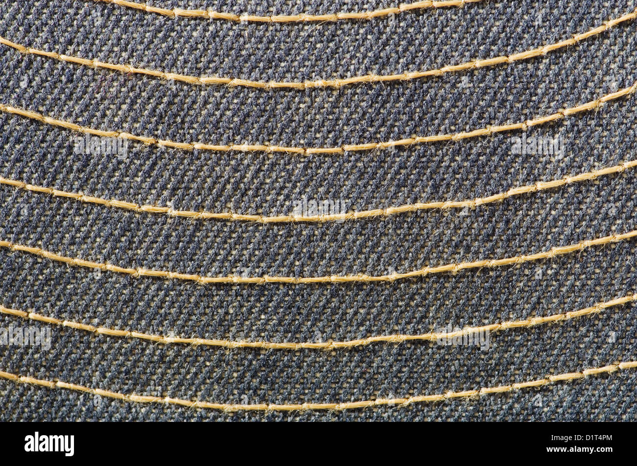 blue cloth with yellow stitching macro background texture Stock Photo ...