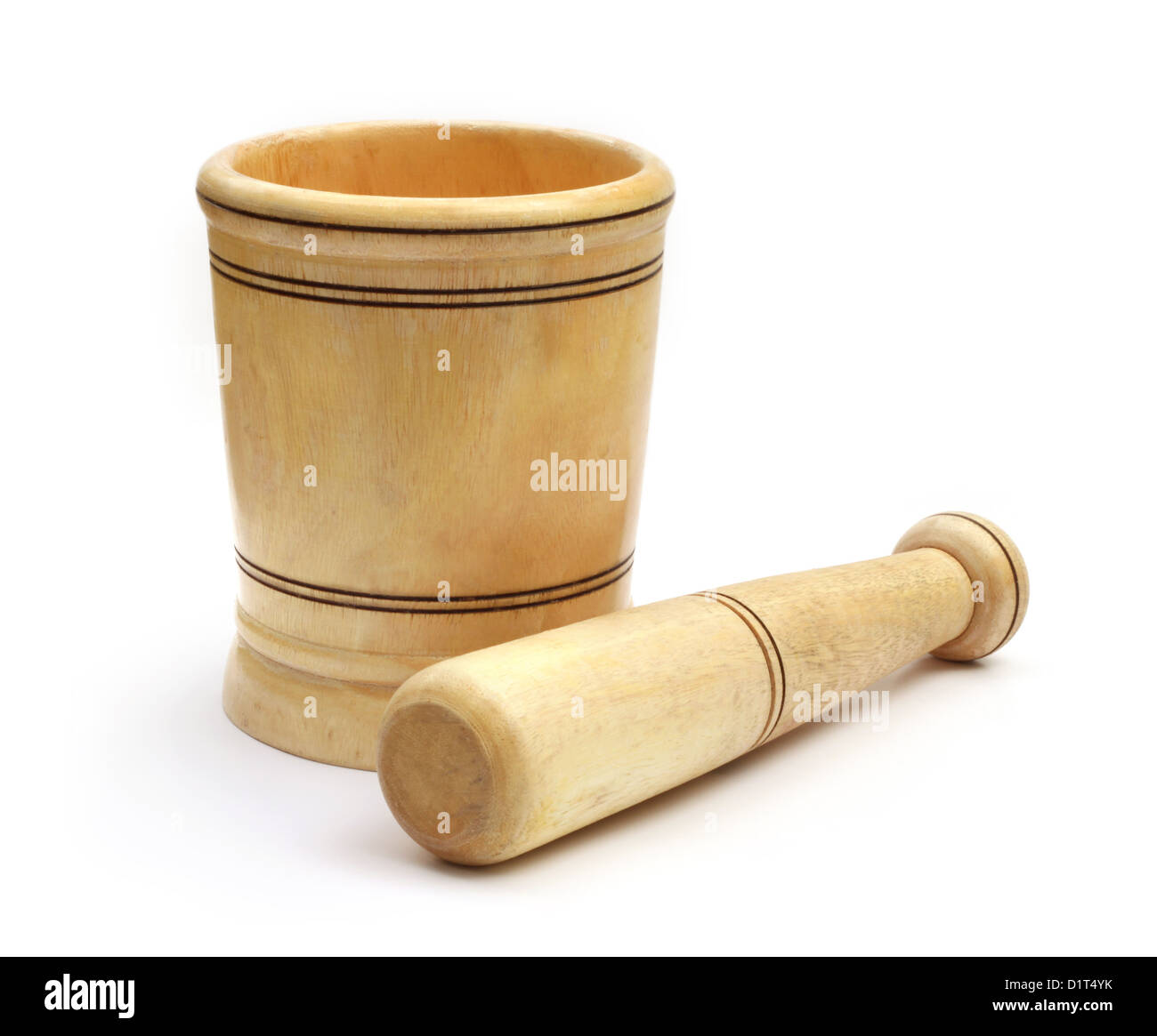 Wooden mortar with pestle Stock Photo - Alamy