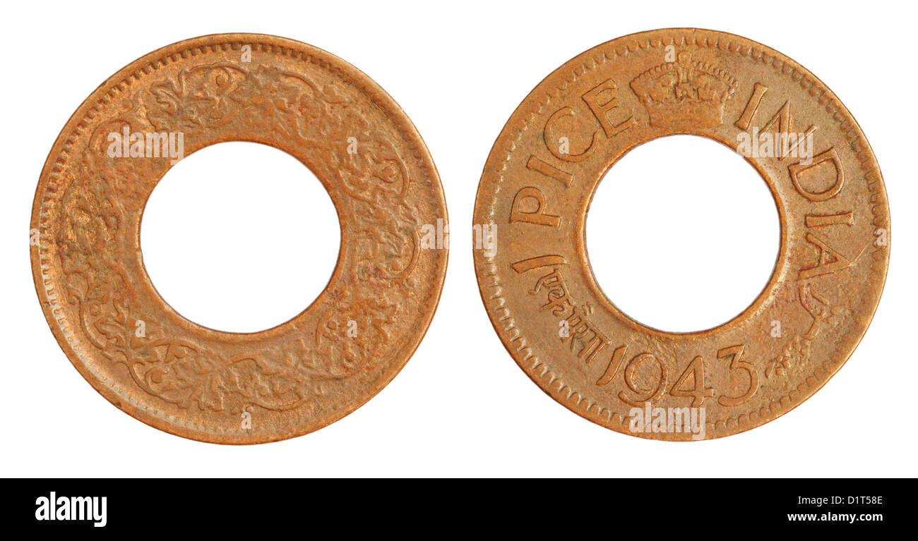 Old Indian One Pice Coin of 1943 Stock Photo - Alamy
