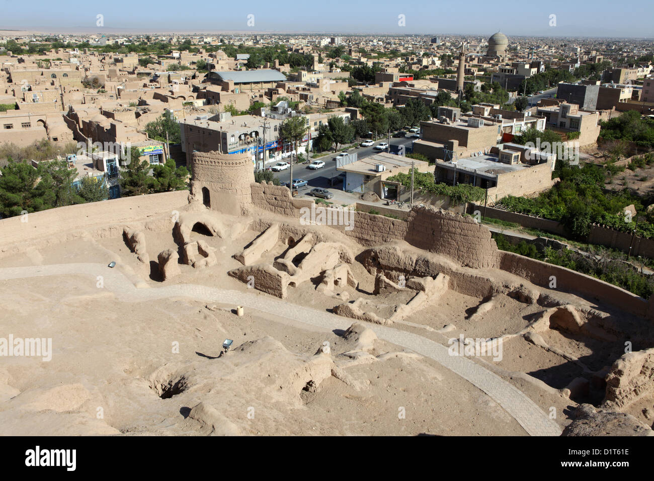 View of the city from the Narenj (Narin) Castle, Meybod, Iran Stock ...