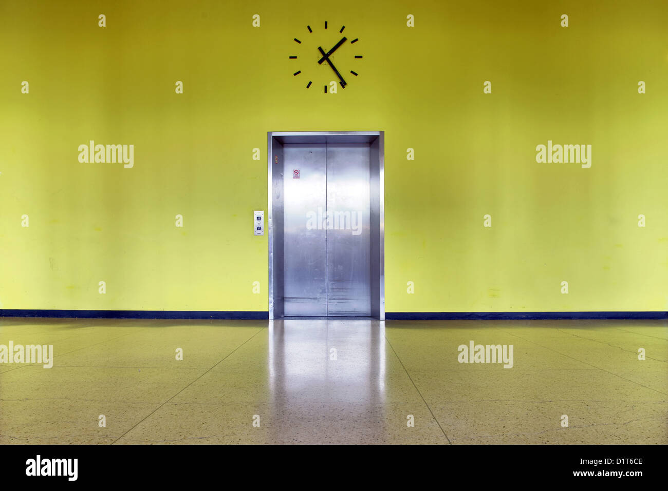 Berlin, Germany, with an elevator clock about it in the House of World ...