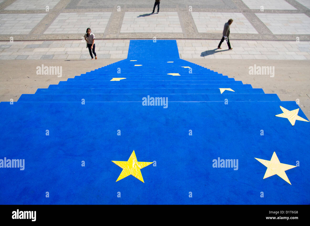 Berlin, Germany, Europe-blue carpet with yellow European stars Stock ...