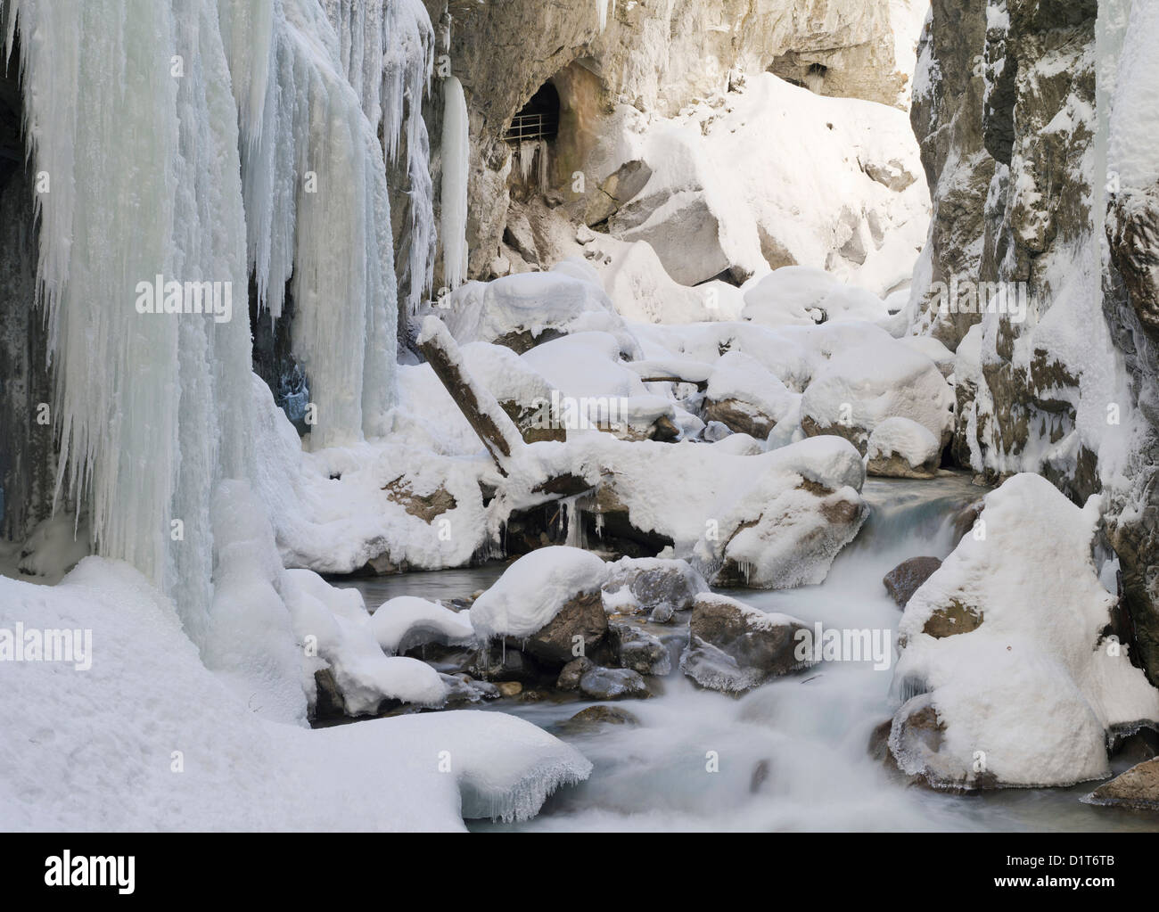 Partnachklamm (gorge of creek Partnach) near Garmisch-Partenkirchen in ...