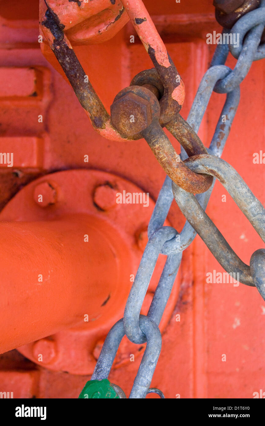 Warnemuende, Germany, steel chain on the Maria S. Merian Stock Photo ...
