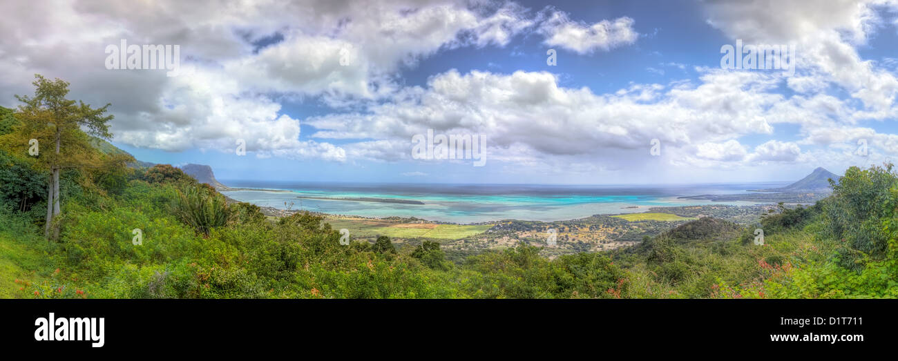 Panoramic view on beautiful coast in Mauritius Stock Photo - Alamy