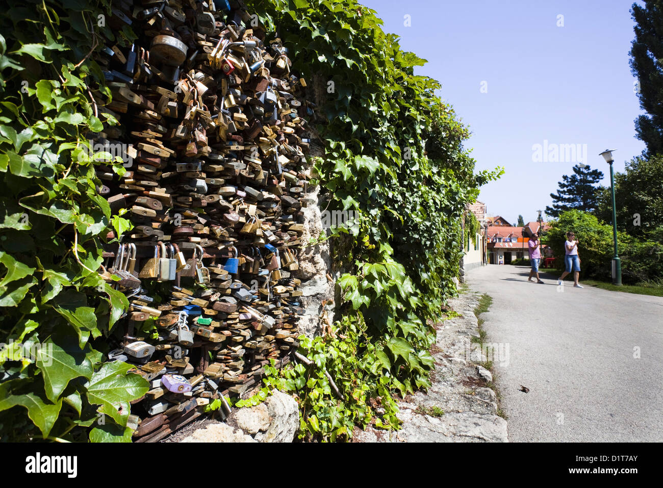 Padlocks of fidelity, trust, faithfulness locked to a fence in Tata ...