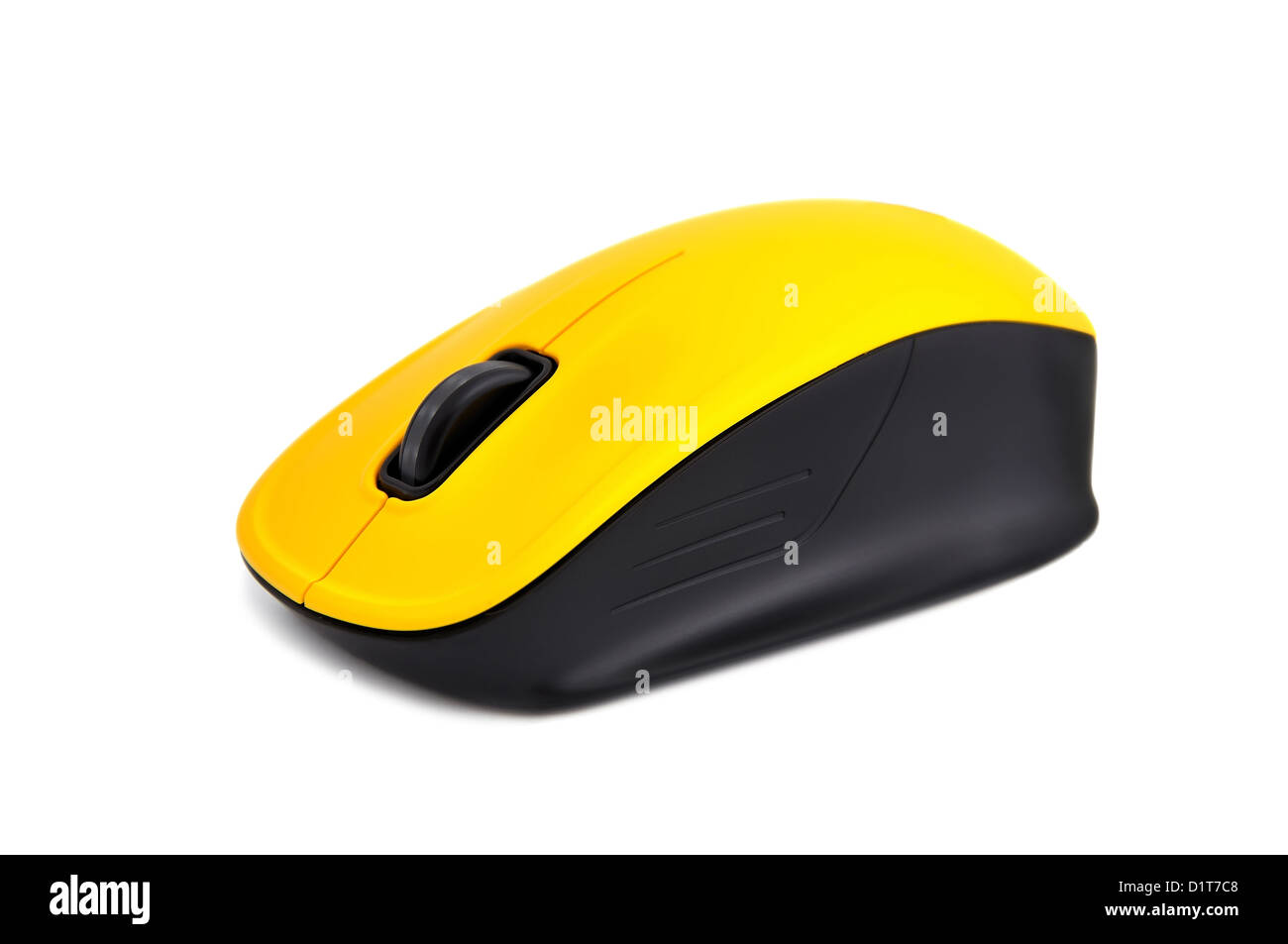 Yellow wireless mouse on a white background Stock Photo - Alamy