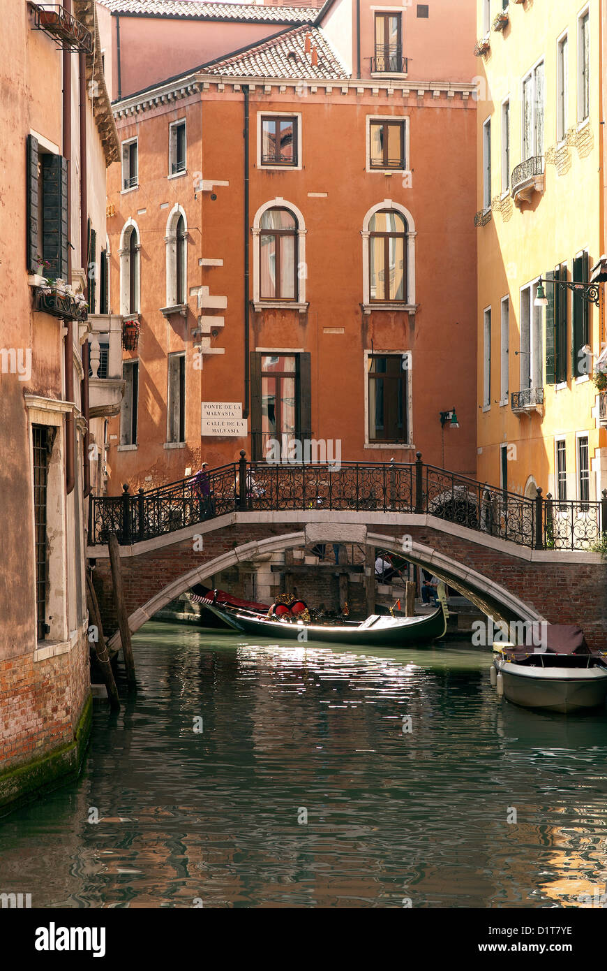 Italy, Venice. A small bridge over a side canal in Venice Stock Photo ...