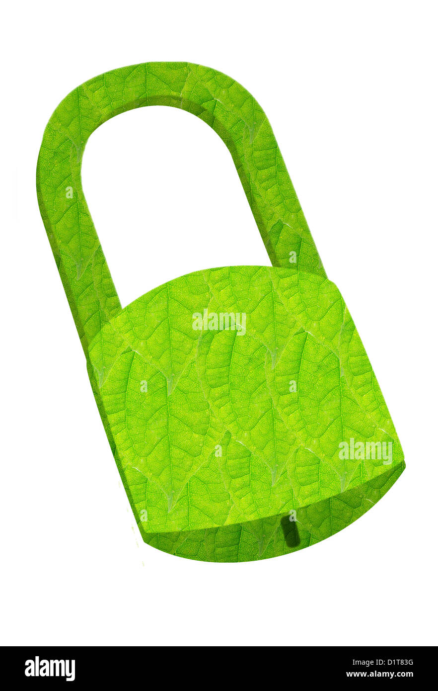 Green lock isolated on white background Stock Photo - Alamy