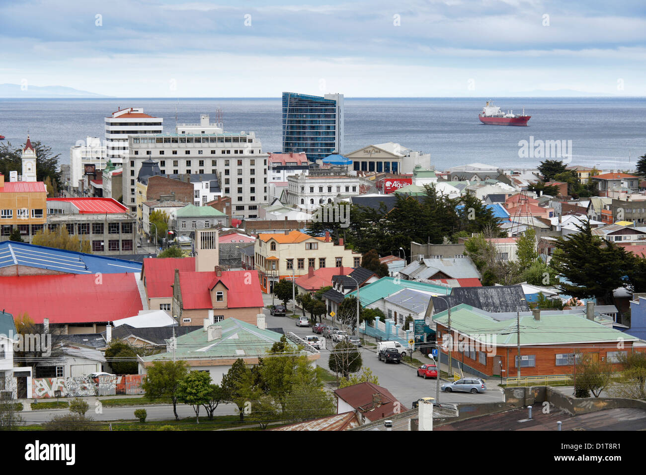 View of Punta Arenas, Chile, from Mirador Cerro la Cruz Stock Photo - Alamy