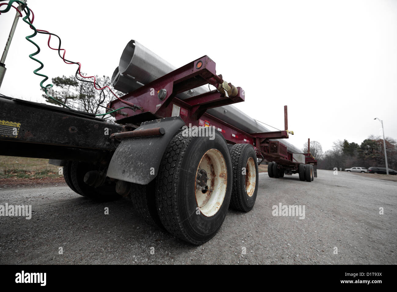 New steel power poles on trailer Stock Photo - Alamy