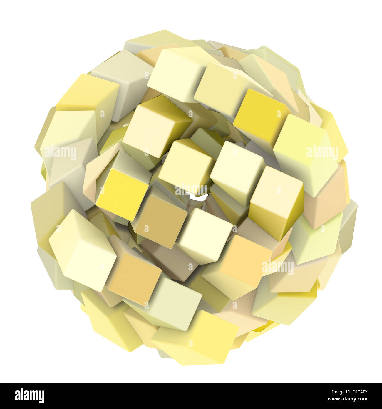 3d abstract cube ball shape in white yellow on white Stock Photo - Alamy
