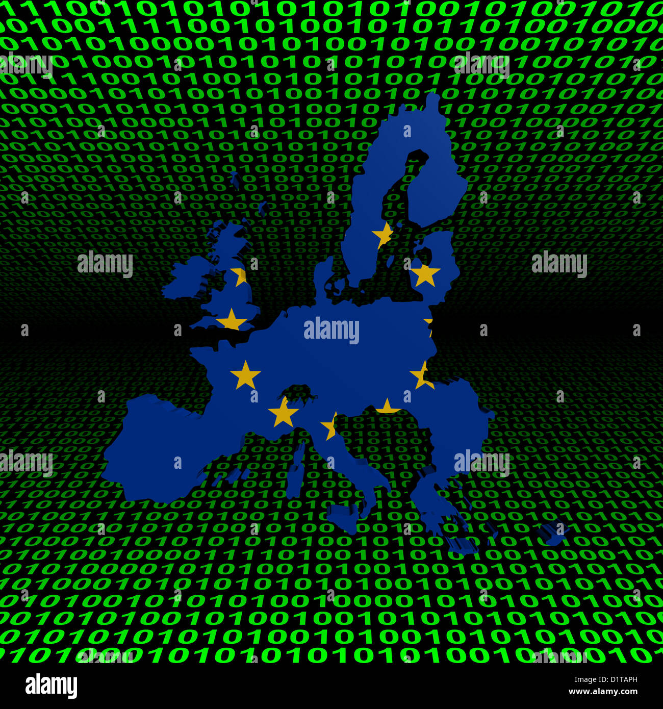 EU map flag over binary background illustration Stock Photo - Alamy