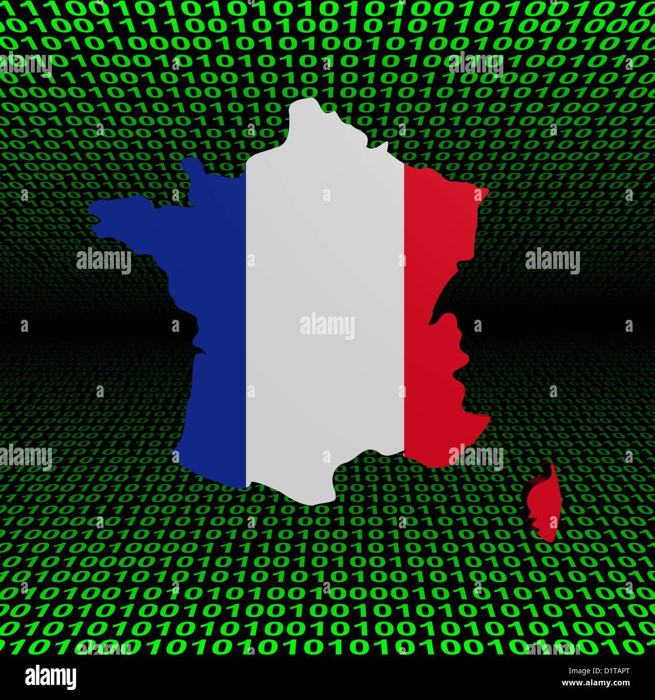 France map flag over binary background illustration Stock Photo - Alamy