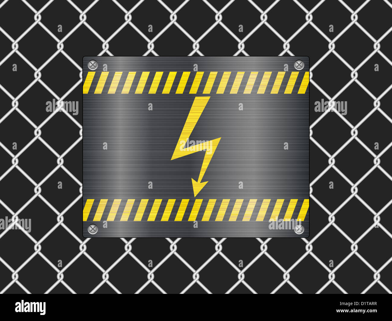 Wire fence and voltage sign sign background. Vector illustrator Stock ...