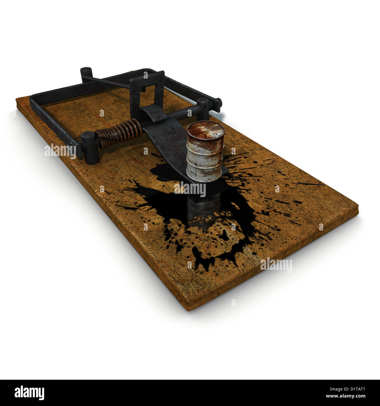 3d trap illustration on oil spill disaster Stock Photo - Alamy