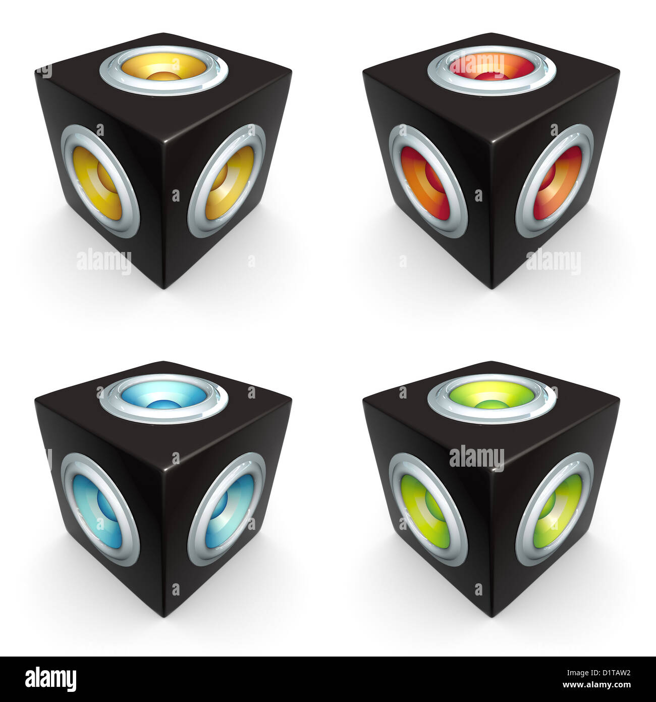 3d render of multi color grouped sound-system deejay dj set Stock Photo ...