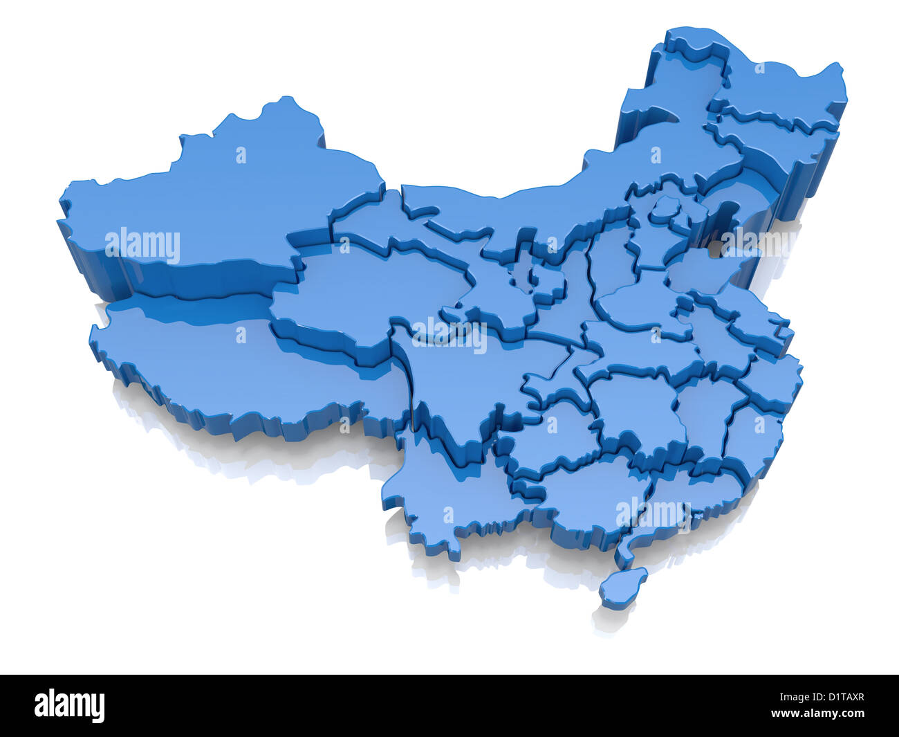 Three-dimensional map of China on white background. 3d Stock Photo - Alamy