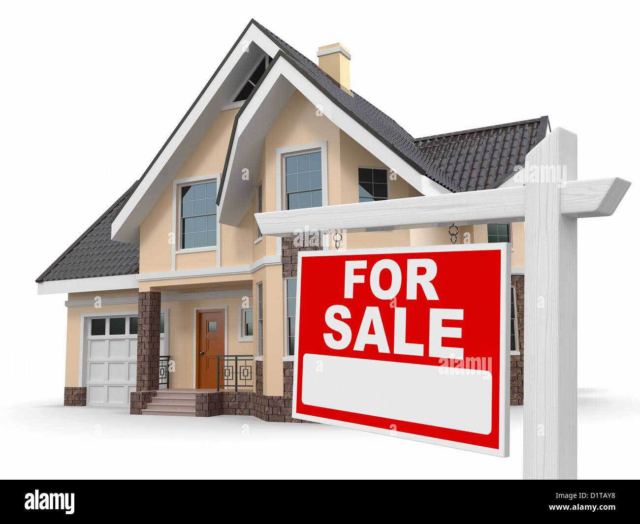 Home for Sale sign on white background. 3d Stock Photo - Alamy