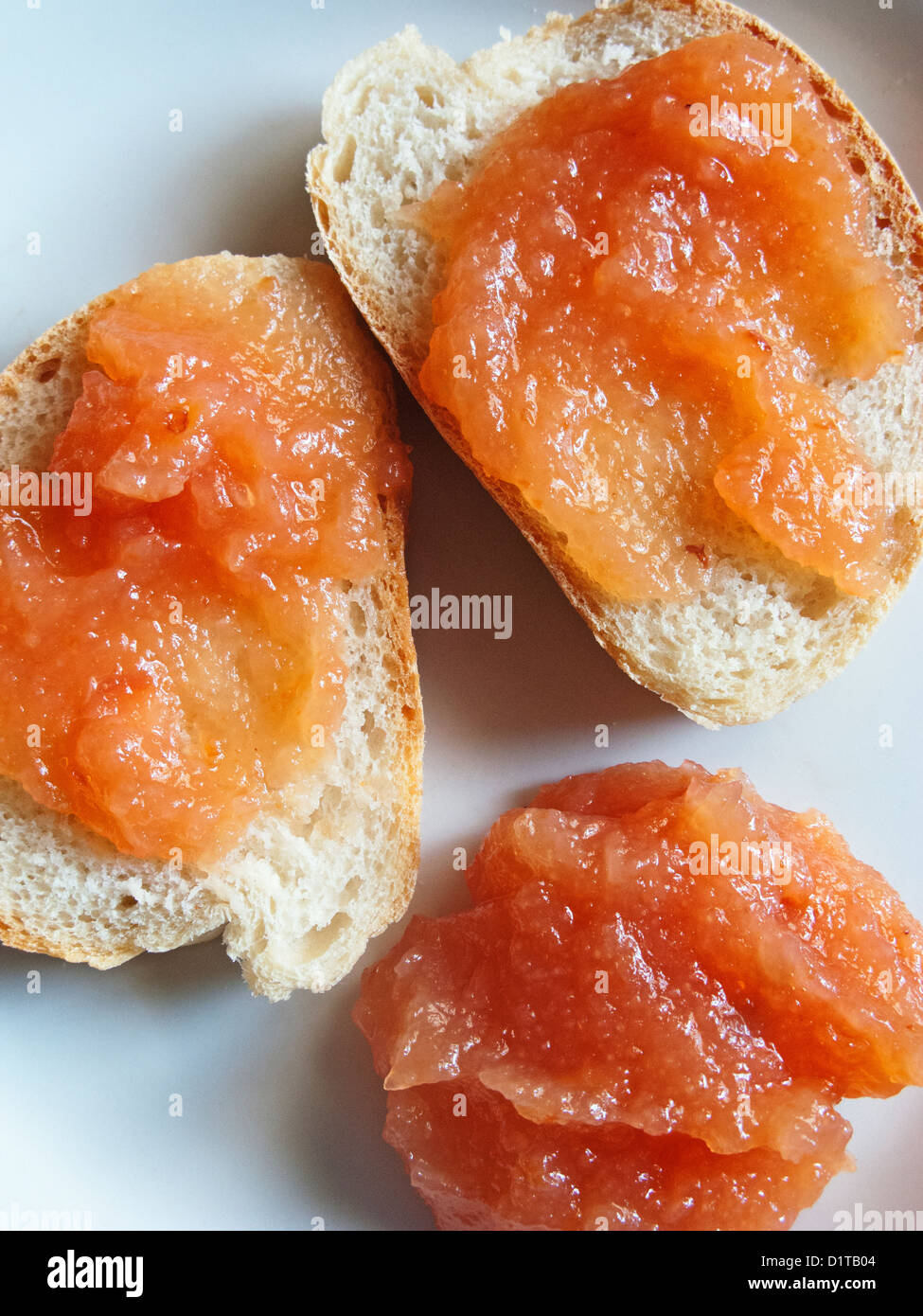 Greek Cuisine. Fresh Grape Jelly Jam on White Bread Stock Photo - Alamy