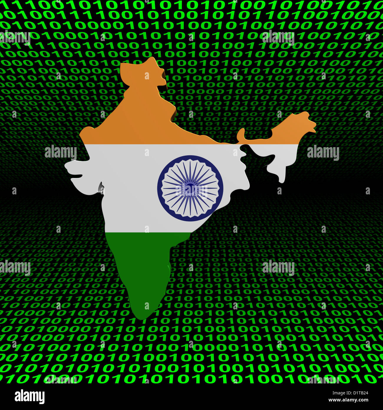 India map flag over binary background illustration Stock Photo - Alamy