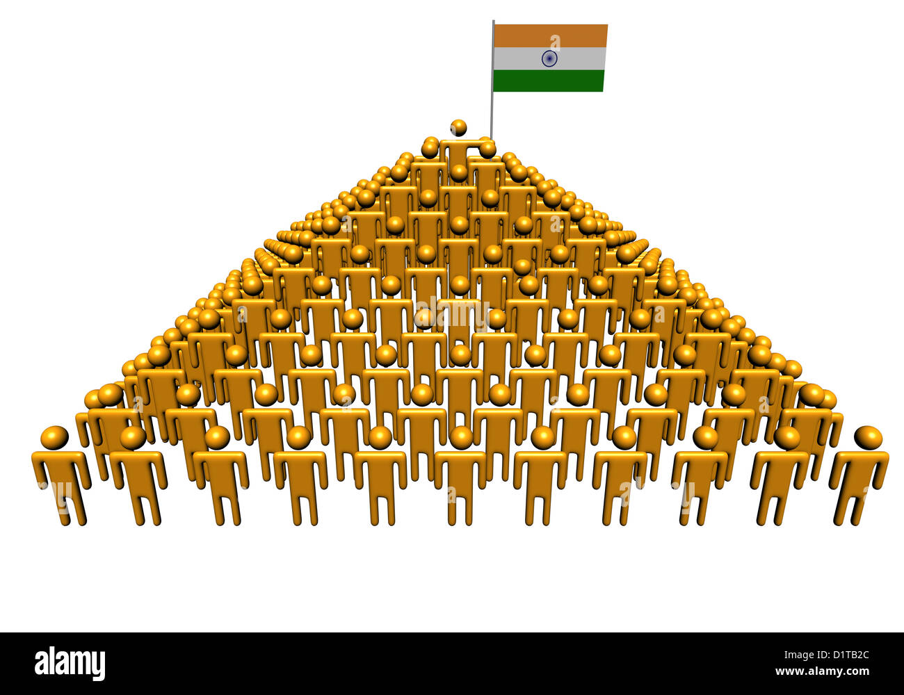 Pyramid of abstract people with Indian flag illustration Stock Photo ...