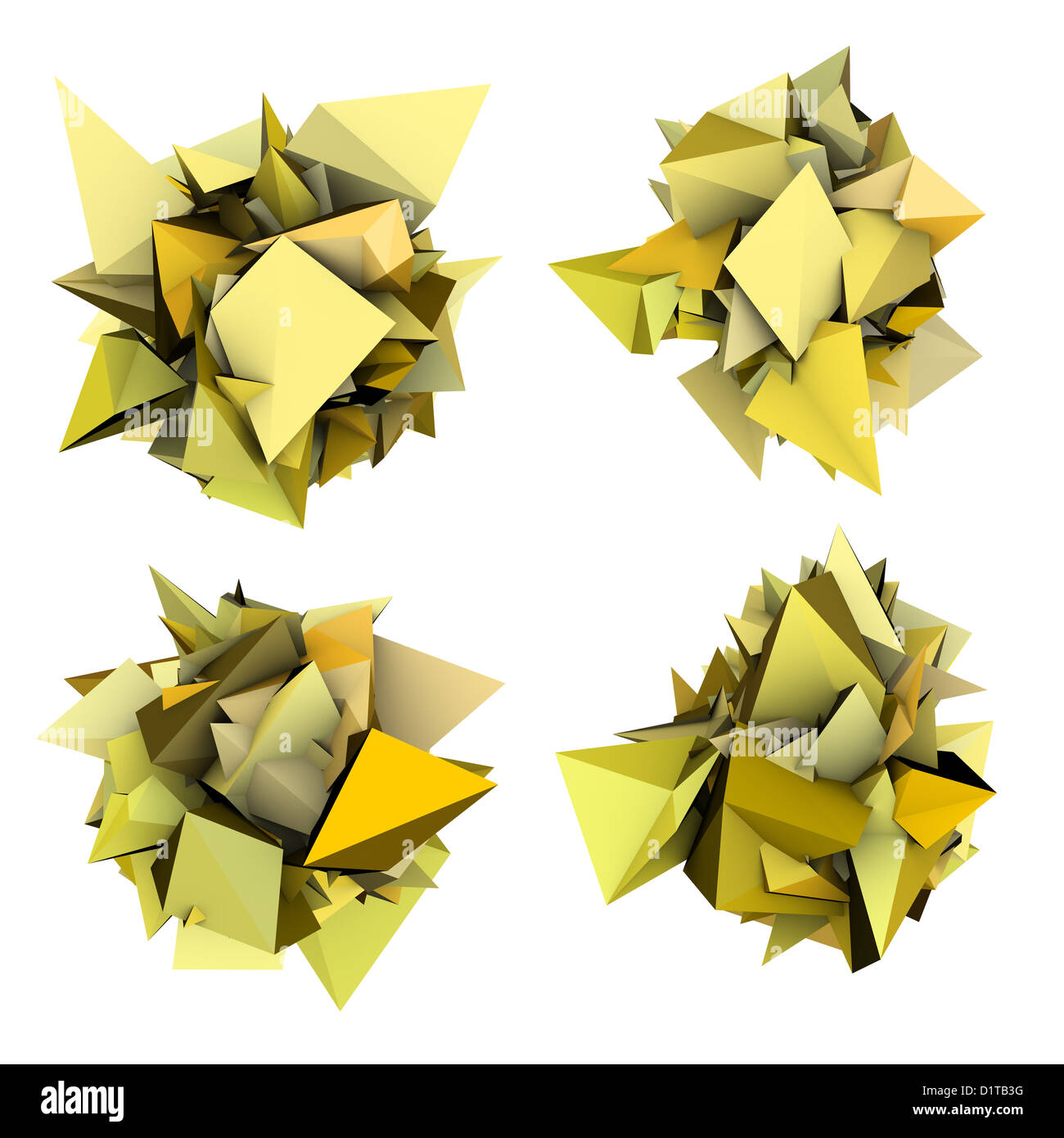 3d abstract yellow spiked shape on white Stock Photo - Alamy