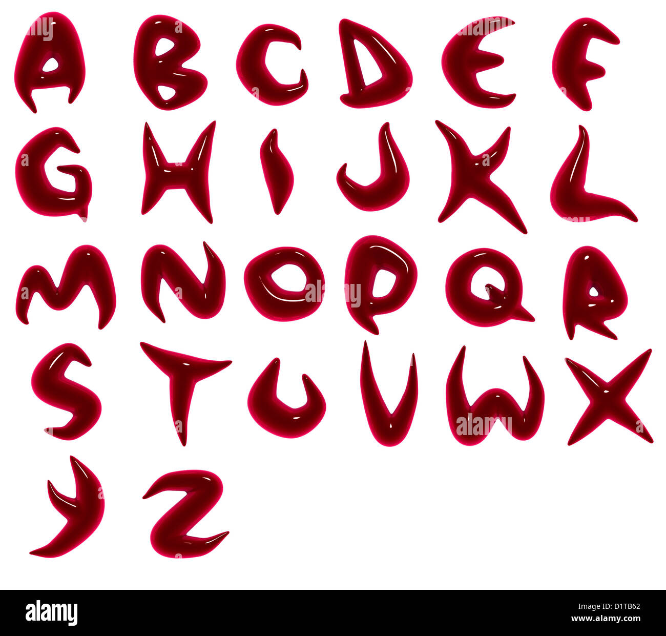 3d render of blood red alphabet fonts Stock Photo - Alamy