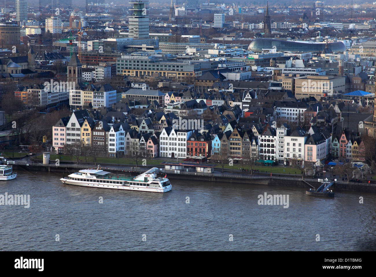 Ariel Landscape view over Cologne City, Cologne Cathedral, St Martins ...