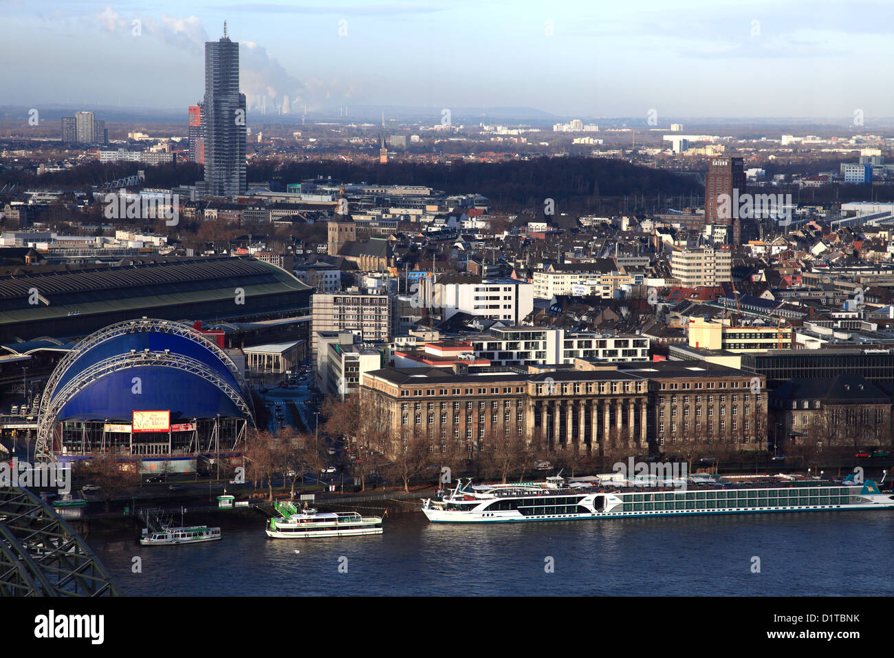 Ariel Landscape view over Cologne City, Cologne Cathedral, St Martins ...