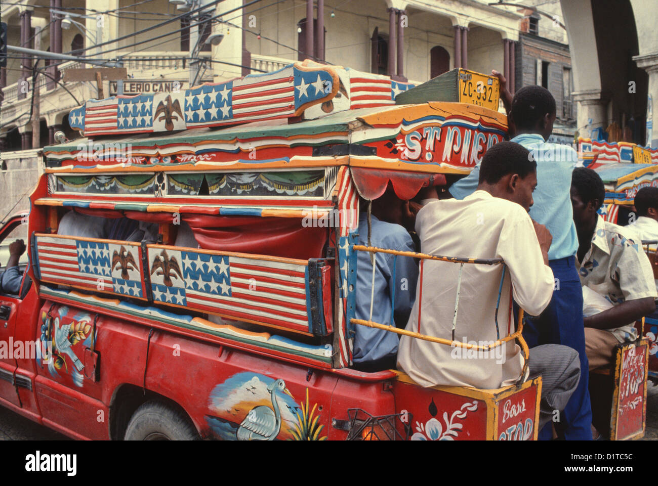 Passengers crowd a Tap-Tap public transport jeeps in Port au Prince ...