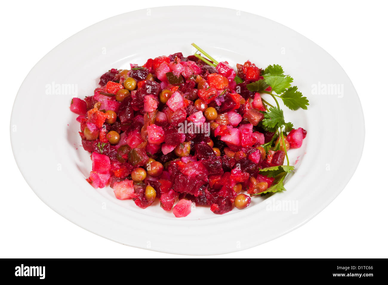 Russian Vinaigrette or Vinegret on plate isolated on white background ...