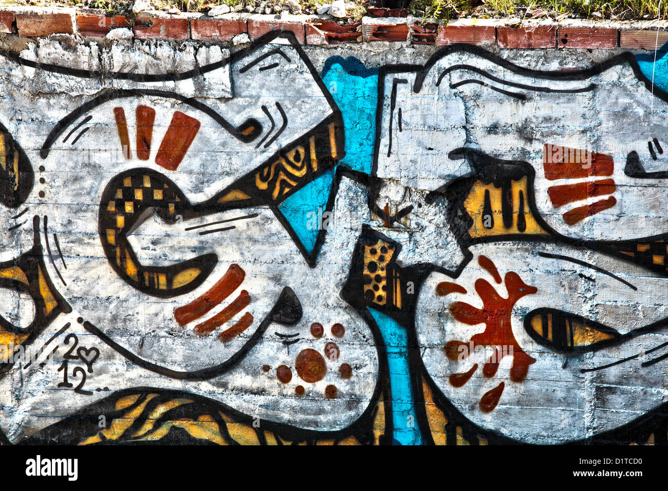 HDR photograph of graffiti art work tags on wall Stock Photo - Alamy