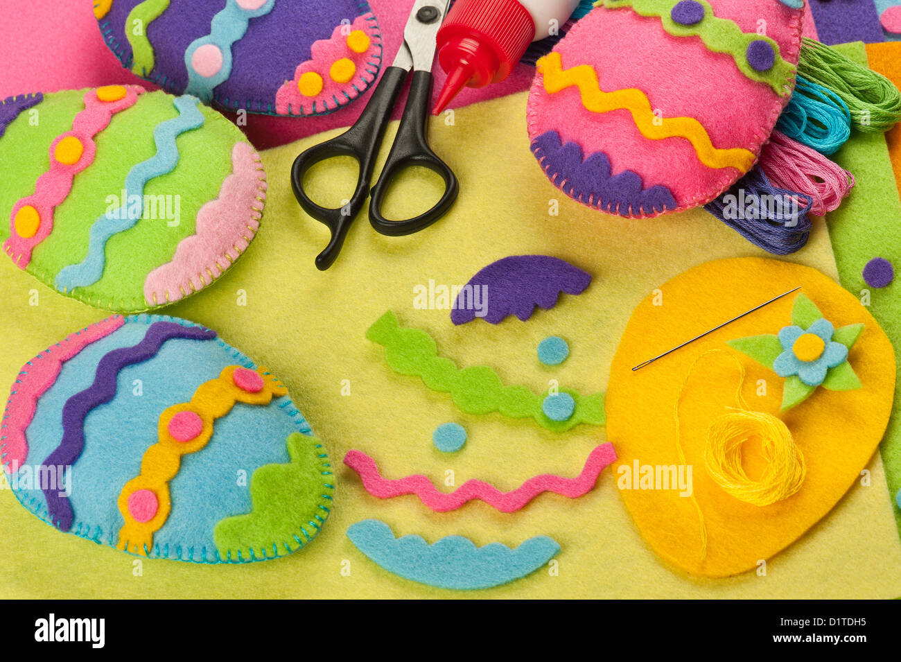 DIY colorful felt Easter eggs Stock Photo - Alamy