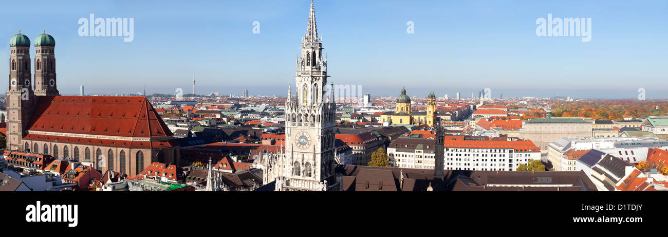 Colour Panoramic view of Munich, Germany from St. Peter's Church Tower ...
