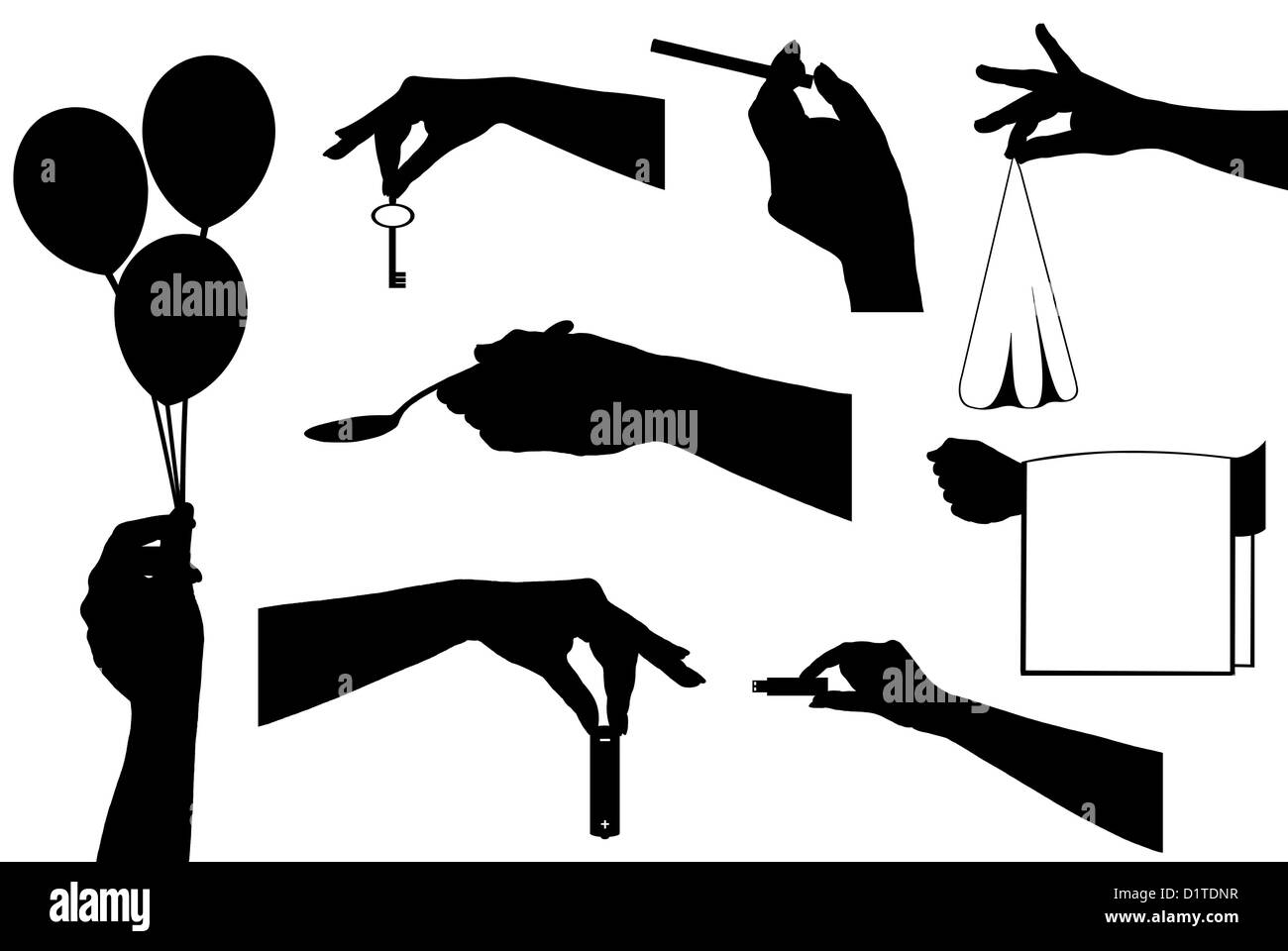 Hands holding different objects isolated Stock Photo - Alamy