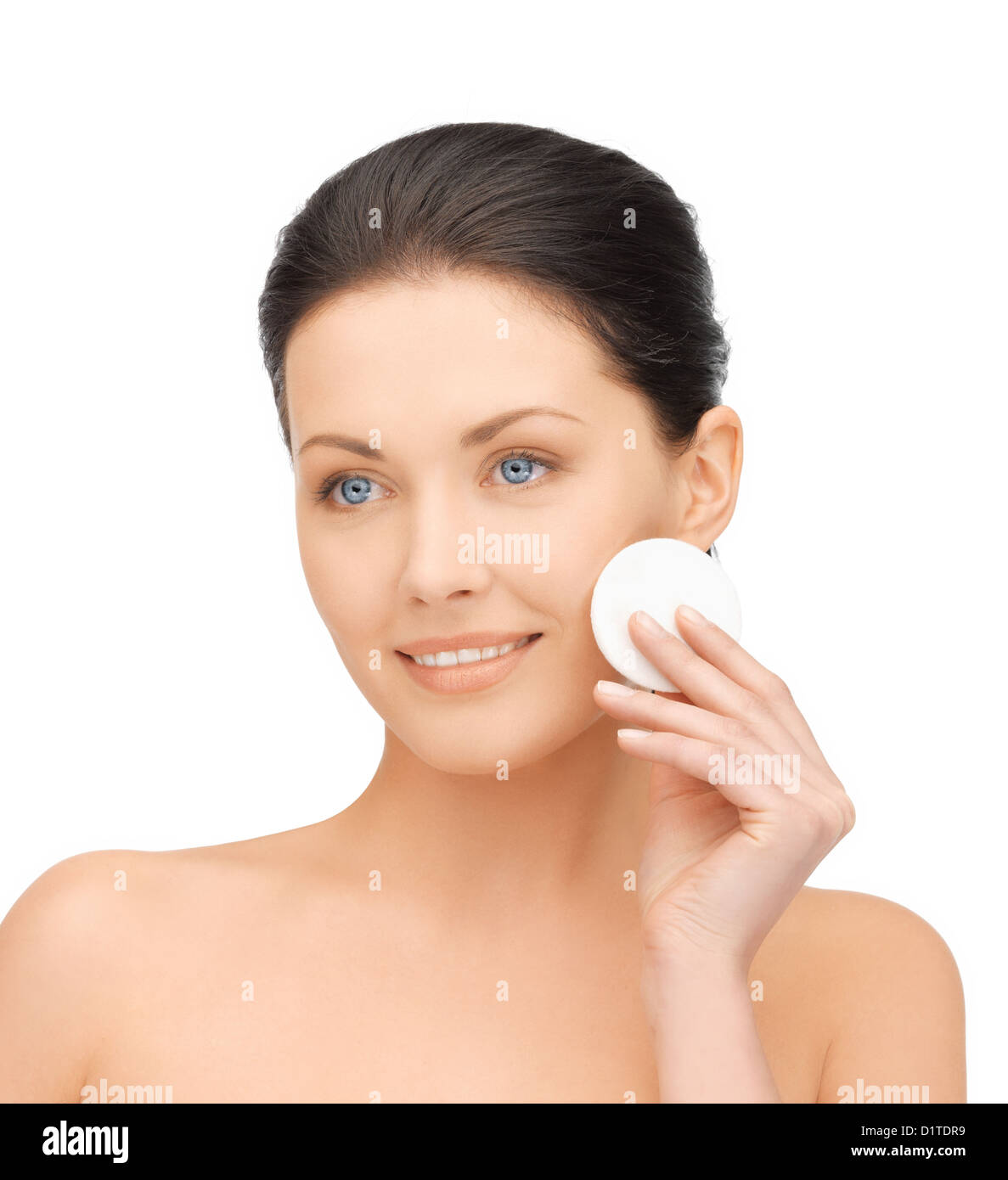 beautiful woman with cotton pad Stock Photo - Alamy
