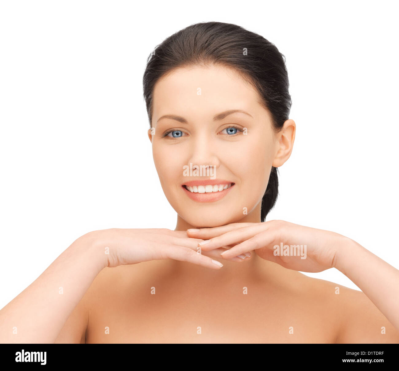 face and hands of beautiful woman Stock Photo - Alamy