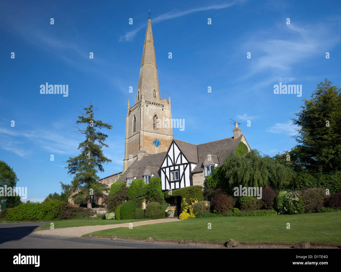 The tall church at Tredington, Warwickshire, England Stock Photo - Alamy