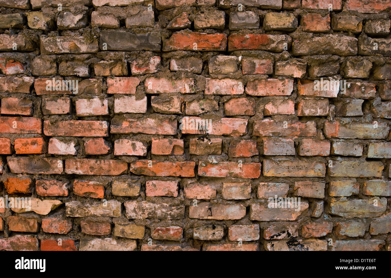 Very old wall of red brick Stock Photo - Alamy