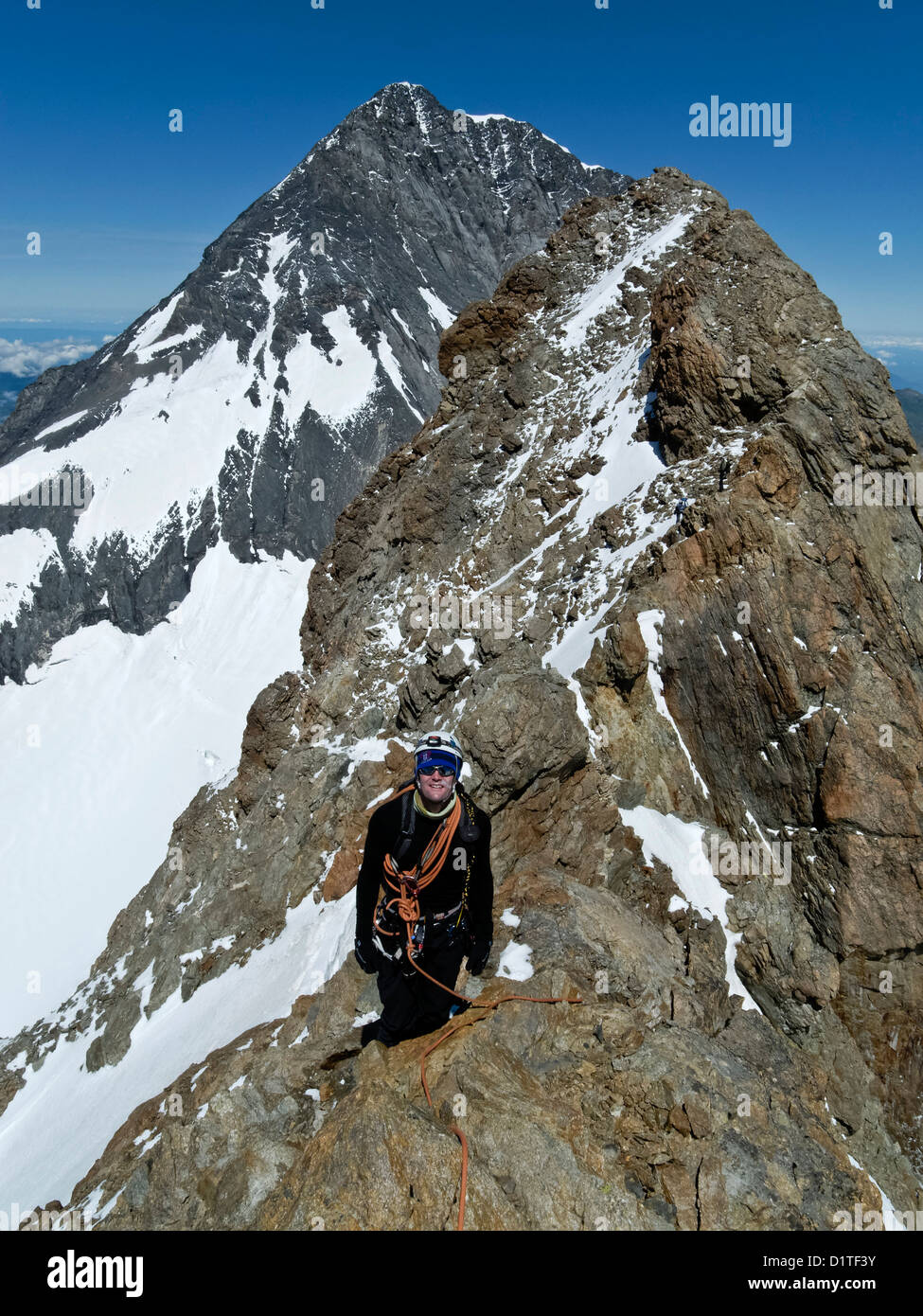 A climber descending the South Ridge of the Eiger Stock Photo - Alamy