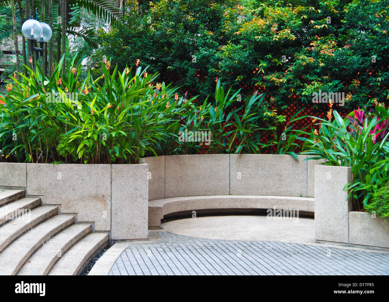 Rest area in a garden Stock Photo - Alamy