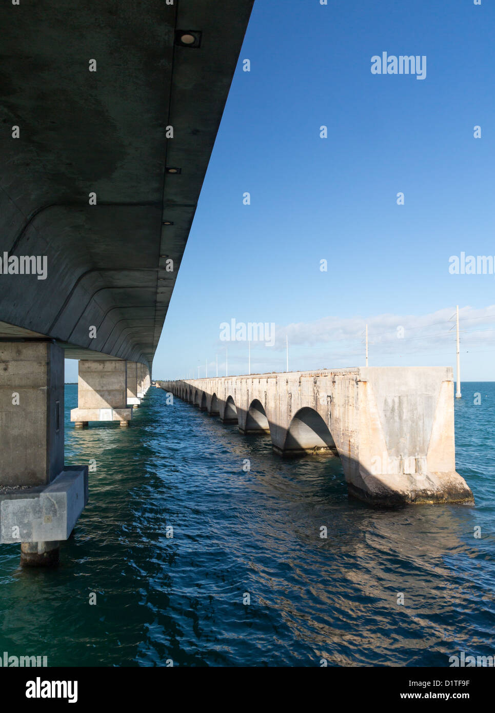 Concrete bridge and broken heritage trail in Florida Keys by Route 1 ...