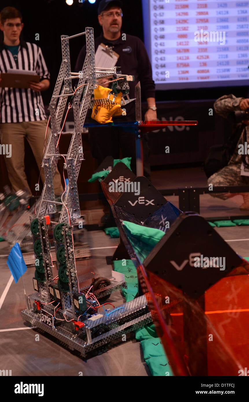 A robot raises bean bags to the railing at Sunset Station in San ...