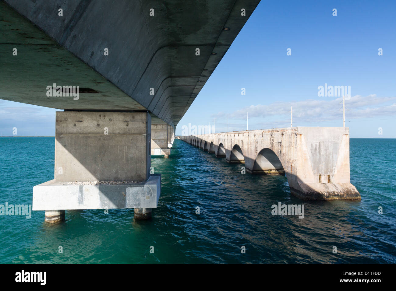 Concrete bridge and broken heritage trail in Florida Keys by Route 1 ...