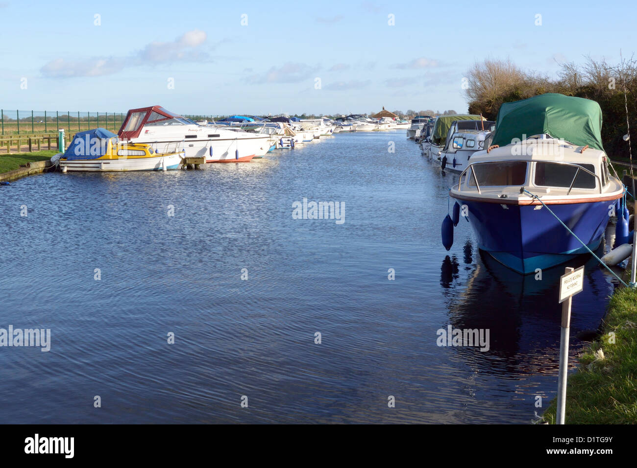 Broads motor cruisers moored on Acle Dyke, Acle, Norfolk, Broads ...